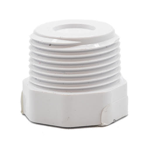 3/4" White PVC Plug Mipt - LandscapeSupplyGuys.com